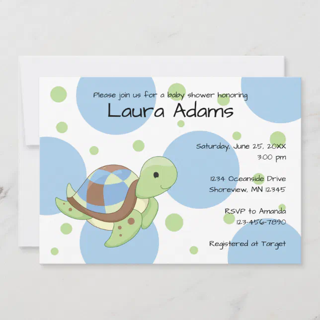 Sea Turtle Boy Baby Shower Invitations | Zazzle