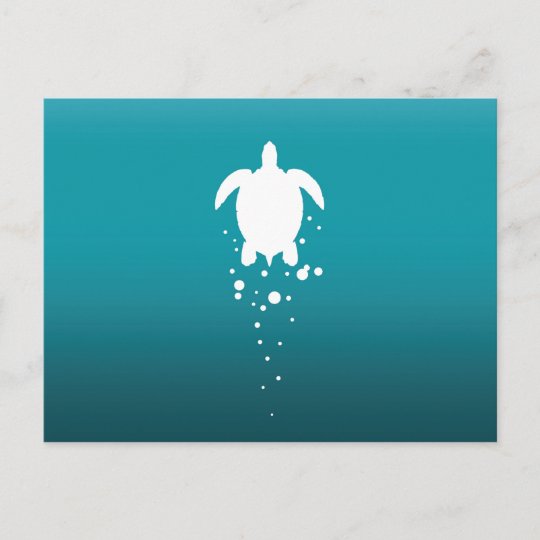 Sea Turtle & Bubbles Against Blue-Green Ocean Postcard | Zazzle.com