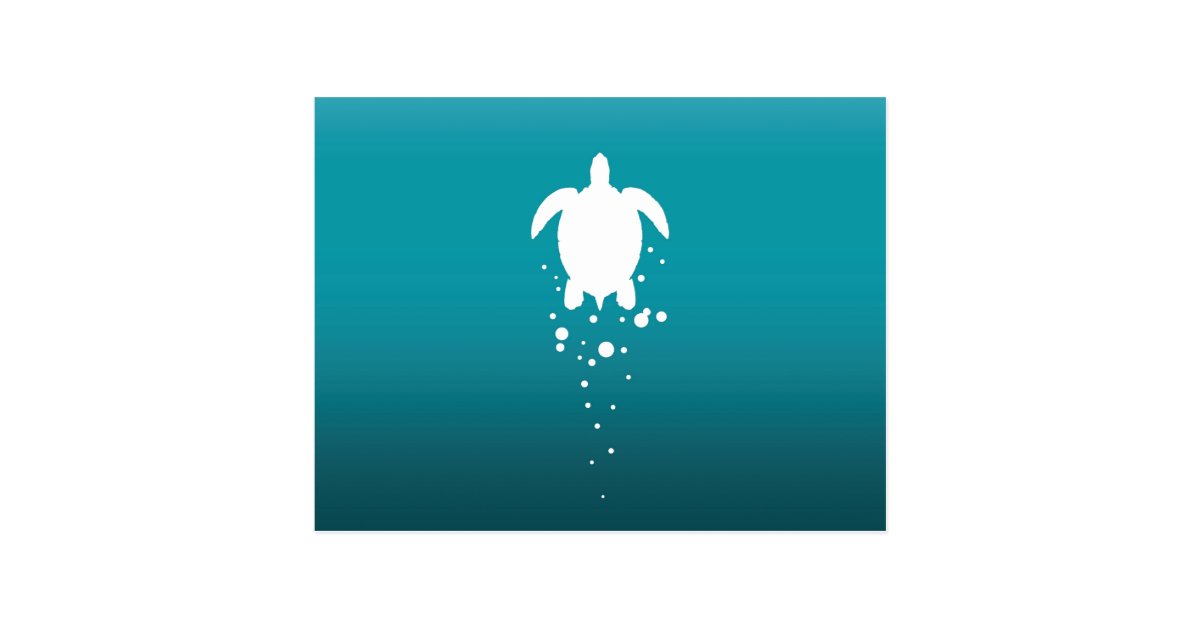 Sea Turtle & Bubbles Against Blue-Green Ocean Postcard | Zazzle.com