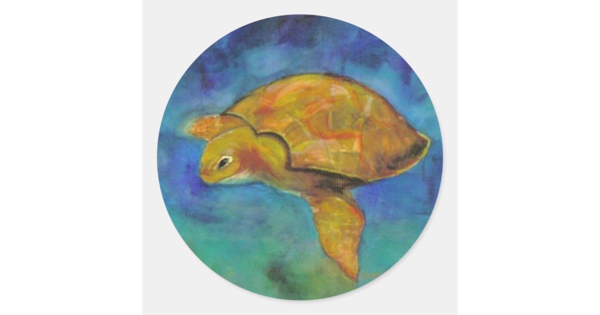 Sea Turtle by Paula Atwell Classic Round Sticker | Zazzle