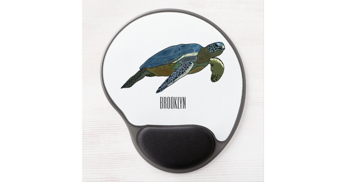 Sea turtle cartoon illustration gel mouse pad | Zazzle