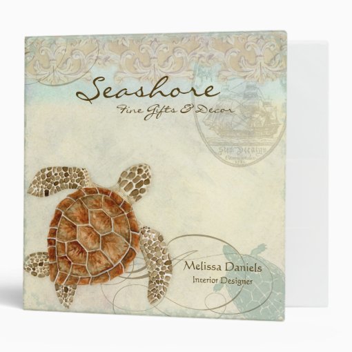 Sea Turtle Coastal Beach Ocean Business Binder | Zazzle