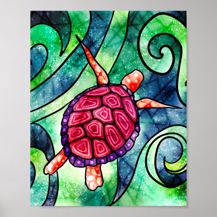 Sea Turtle Colorful Tropical Poster | Zazzle.com