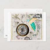 Sea Turtle Compass Vintage Postcard | Zazzle