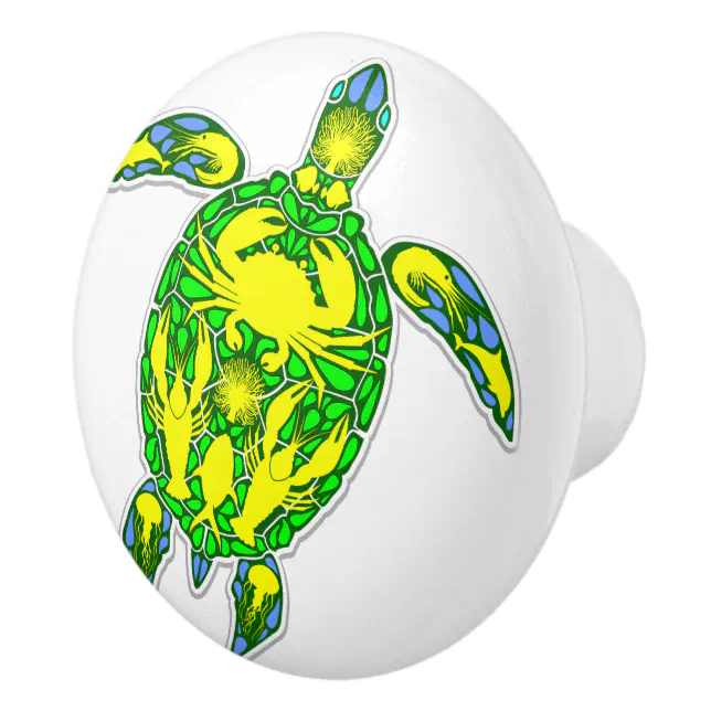Sea Turtle Coral Reef Marine Life Symbol Ceramic Knob | Zazzle