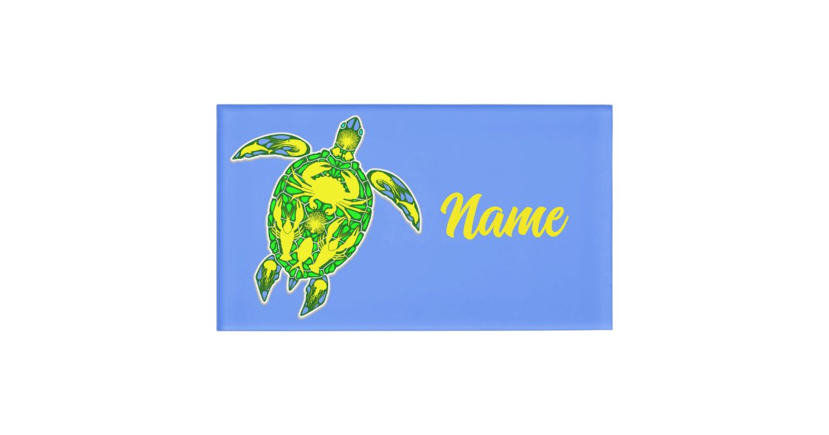 Sea Turtle Coral Reef Marine Life Symbol Name Tag | Zazzle