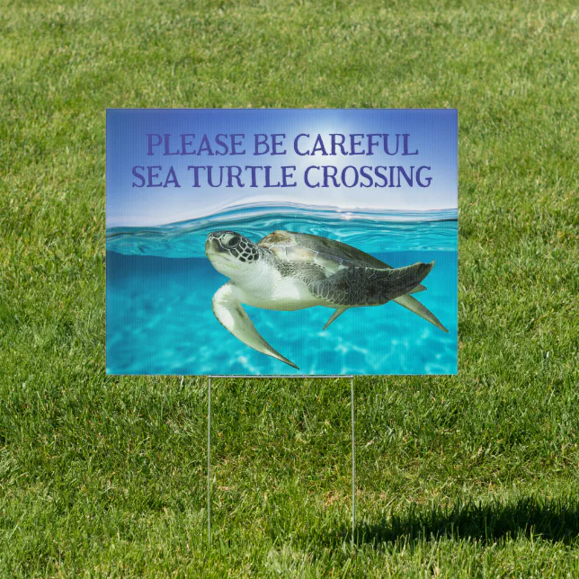 Sea Turtle Crossing Cute Beach Migration Yard Sign | Zazzle