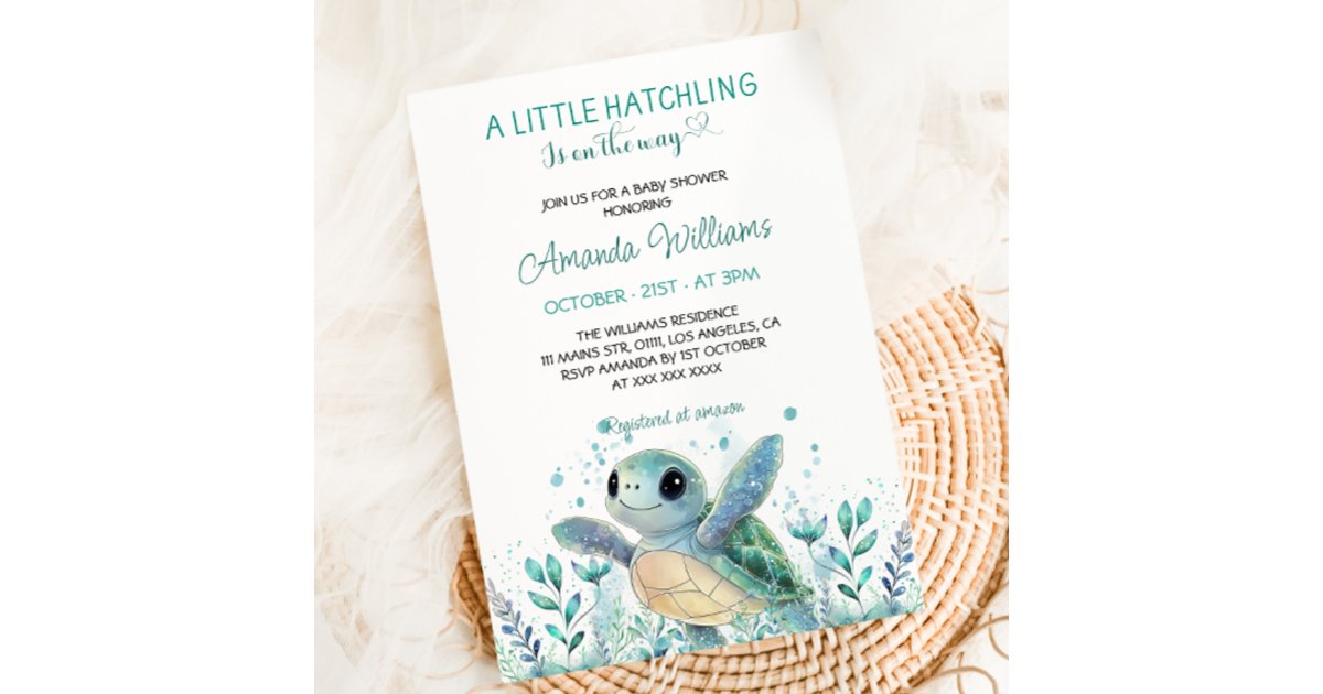 Sea Turtle Cute Baby Shower Invitation | Zazzle