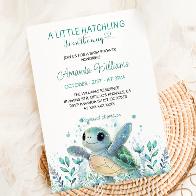 Sea Turtle Cute Baby Shower Invitation | Zazzle