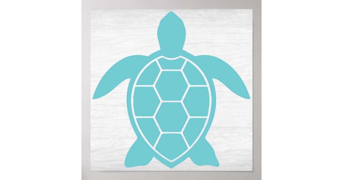 Sea Turtle Design in Ocean Seafoam Green Blue Poster | Zazzle