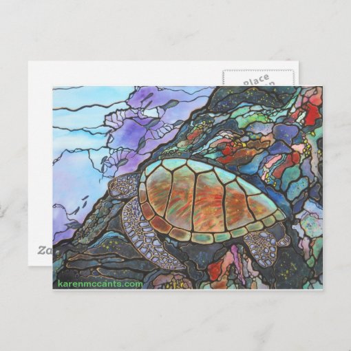 Sea Turtle Fantasy Coral Reef Postcard | Zazzle
