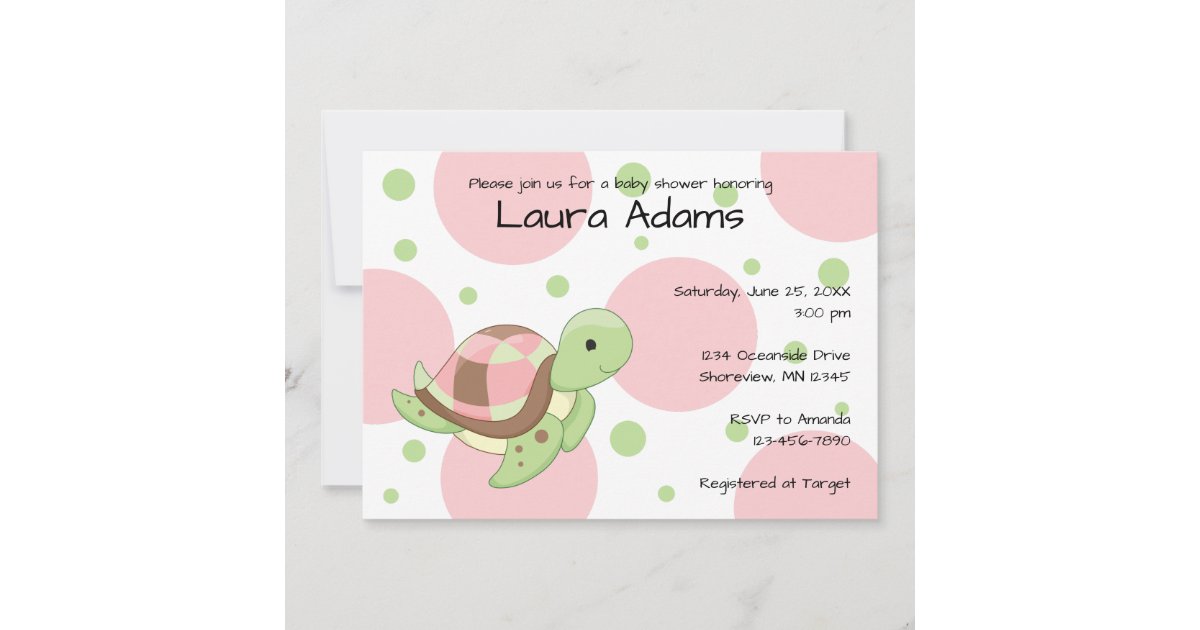 Sea Turtle Girl Baby Shower Invitations | Zazzle