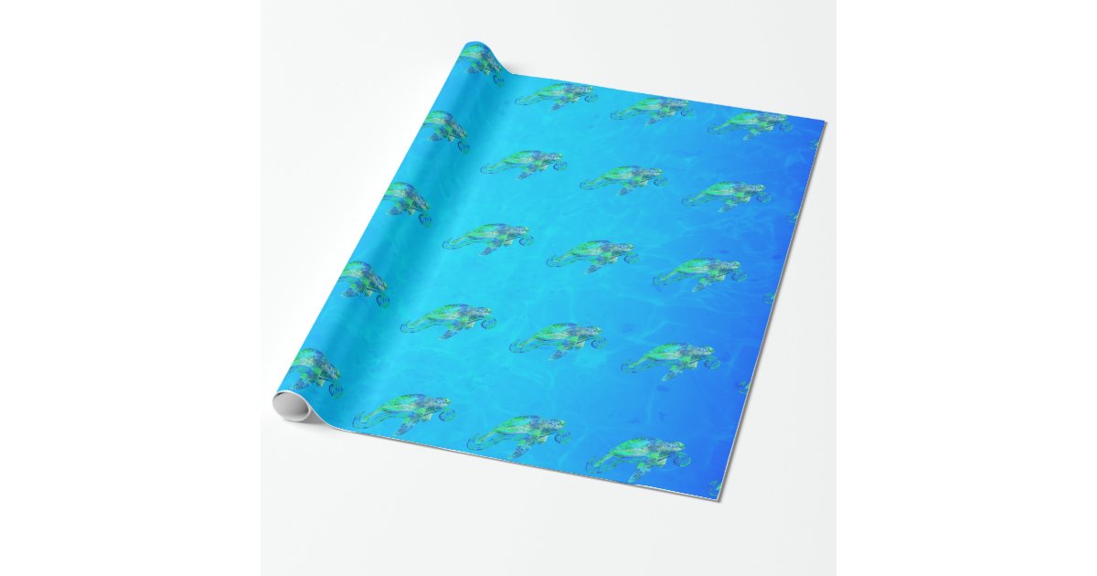 Sea Turtle Graphic Wrapping Paper | Zazzle