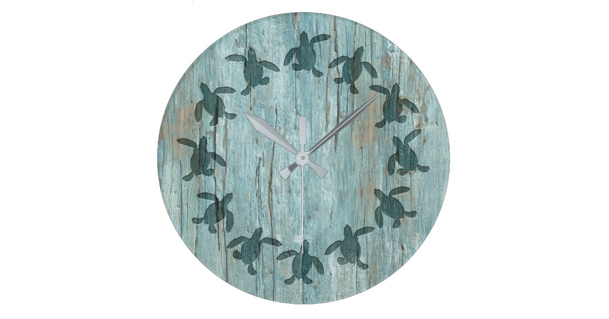 Sea Turtle Hatchling Wood Pattern Wall Clock | Zazzle.com