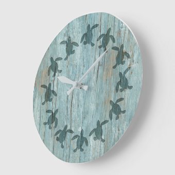 Sea Turtle Hatchling Wood Pattern Wall Clock | Zazzle