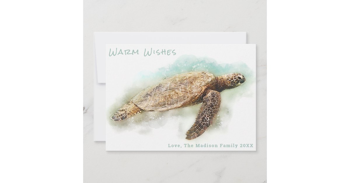 SEA TURTLE HOLIDAY CARD | Warm Wishes | Zazzle