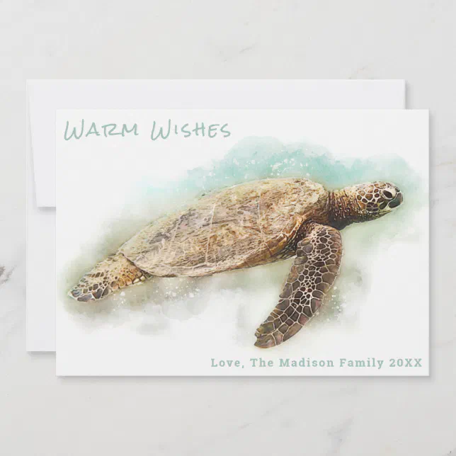 SEA TURTLE HOLIDAY CARD | Warm Wishes | Zazzle