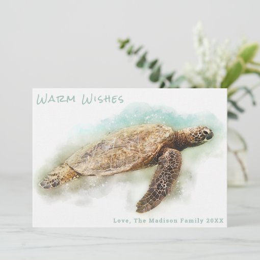 SEA TURTLE HOLIDAY CARD | Warm Wishes | Zazzle