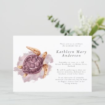 Sea Turtle Memorial Celebration of Life Invitation | Zazzle