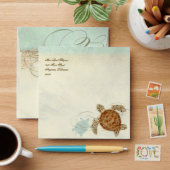 Sea Turtle Modern Coastal Ocean Beach Swirls Style Envelope | Zazzle