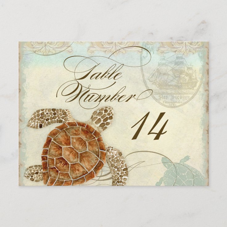 Sea Turtle Modern Coastal Ocean Beach Swirls Style Postcard | Zazzle