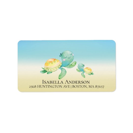 Sea Turtle Neutral Baby Shower Address Label | Zazzle.com