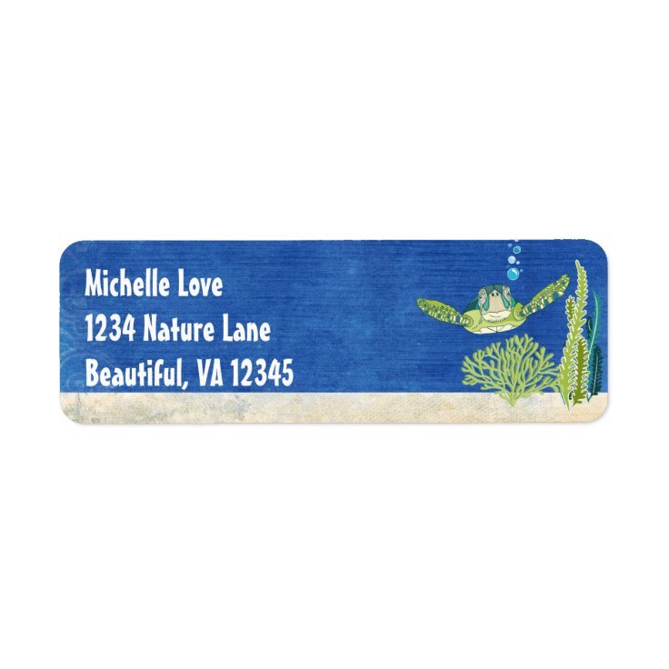 Sea Turtle Ocean Beach Under the Sea Address Label | Zazzle