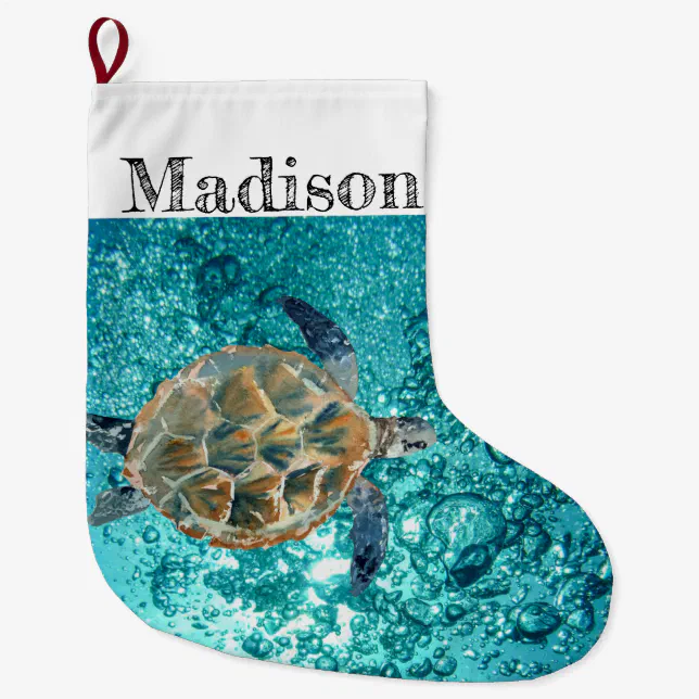 Sea Turtle Ocean Large Christmas Stocking | Zazzle