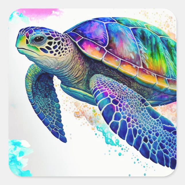 Sea Turtle Ocean Marine Life Beach Nature Square Sticker | Zazzle
