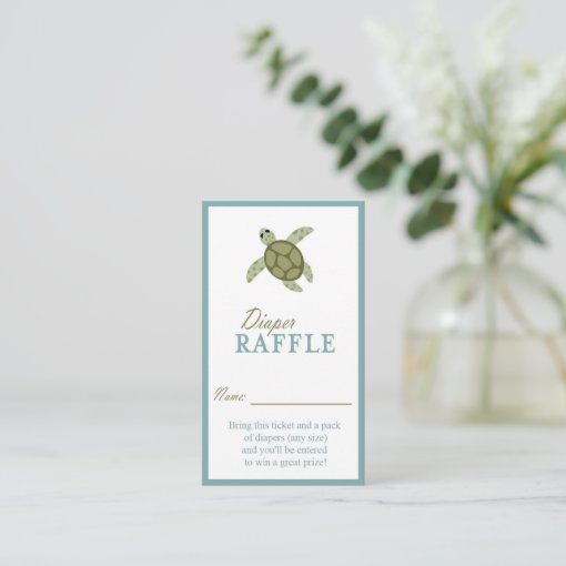 Sea Turtle Ocean Theme Diaper Raffle Ticket Enclosure Card | Zazzle