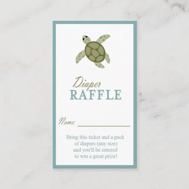 Sea Turtle Ocean Theme Diaper Raffle Ticket Enclosure Card | Zazzle