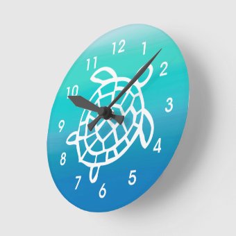 Sea Turtle Ocean Watercolors Wall Clock | Zazzle