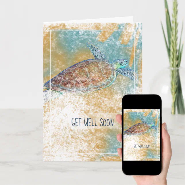 Sea Turtle Painted Art Get Well Soon Card | Zazzle