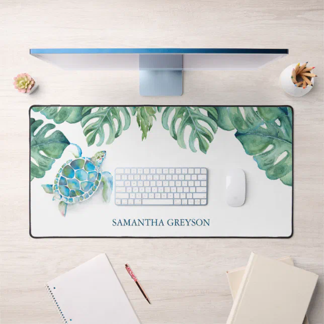 Sea Turtle Personalized Office Decor Desk Mat | Zazzle