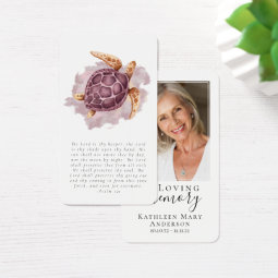 Sea Turtle Photo Remembrance Prayer Card | Zazzle
