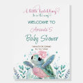 Sea Turtle Pink Girl Baby Shower Welcome Sign | Zazzle