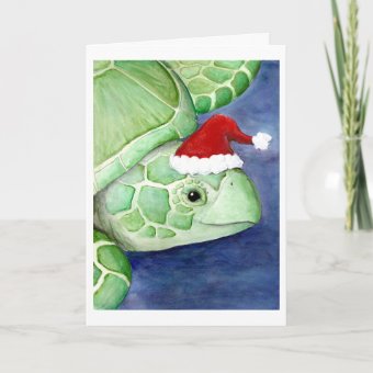 Sea Turtle Santa Holiday Card | Zazzle