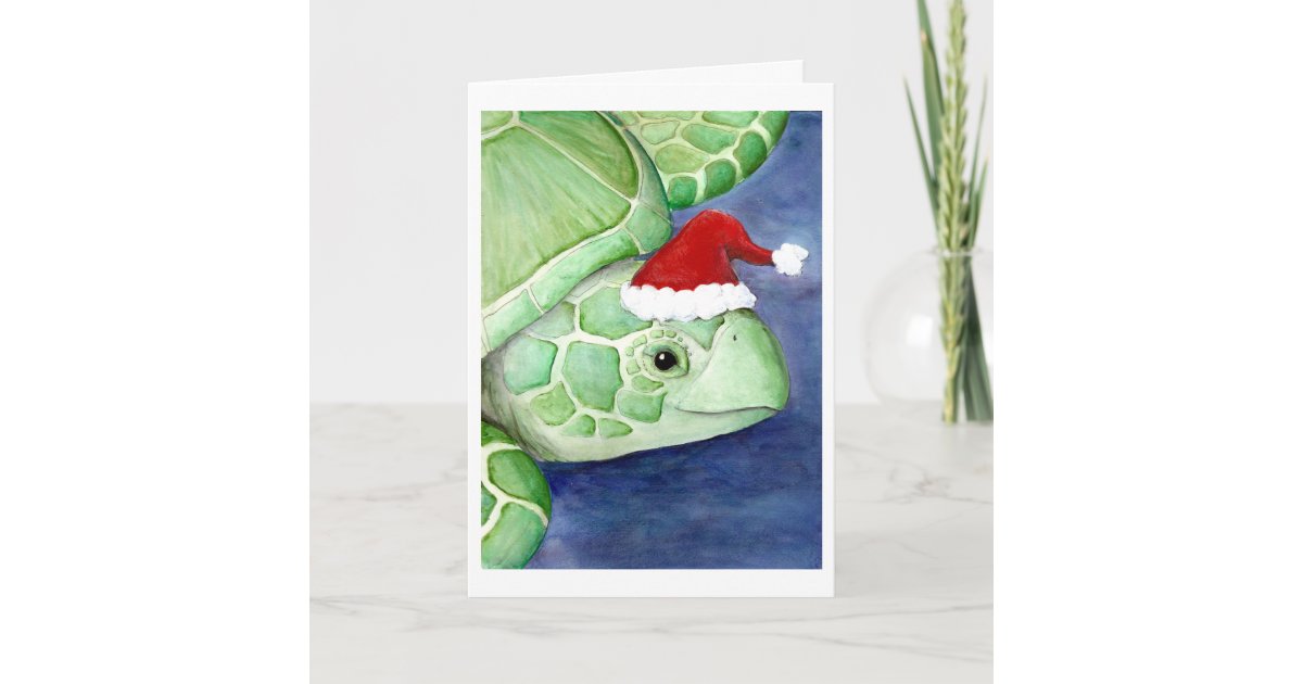 Sea Turtle Santa Holiday Card | Zazzle