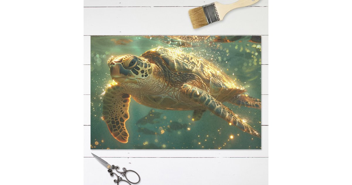 Sea Turtle Seaside Chic Decoupage Tissue Paper | Zazzle