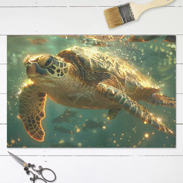 Sea Turtle Seaside Chic Decoupage Tissue Paper | Zazzle