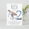 Sea Turtle Second Birthday Invitation | Zazzle