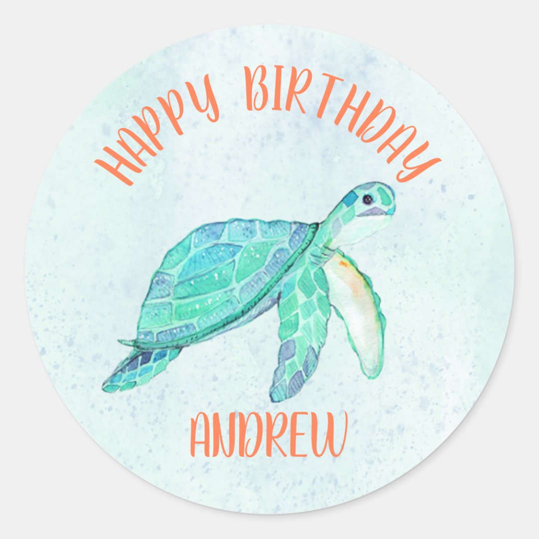 Sea Turtle Stickers | Turtle Birthday Party Theme | Zazzle