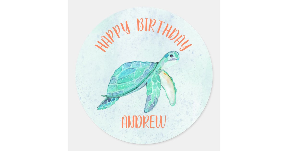 Sea Turtle Stickers | Turtle Birthday Party Theme | Zazzle
