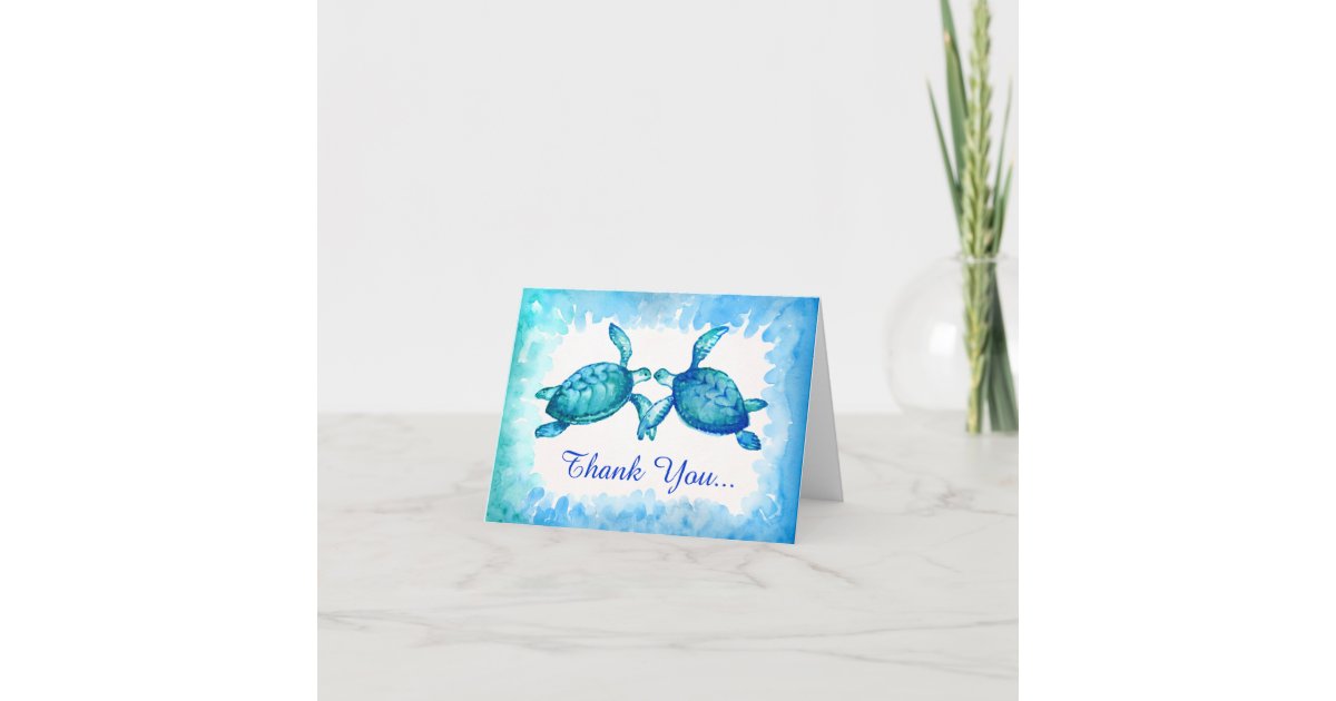 Sea Turtle Thank You Note Cards | Blue Green Teal | Zazzle