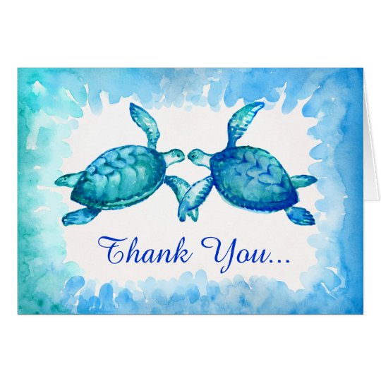 Sea Turtle Thank You Note Cards | Blue Green Teal | Zazzle.com