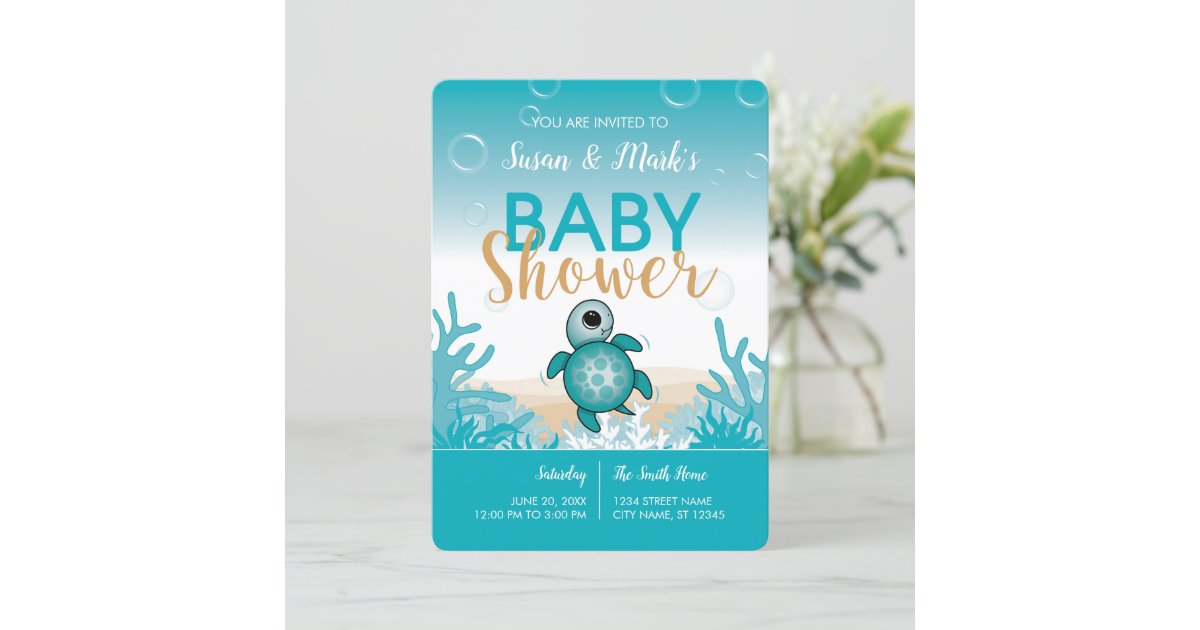 Sea Turtle Theme Baby Shower Invitation | Zazzle