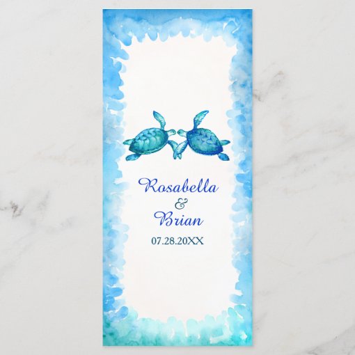 Sea Turtle Theme Custom Menu Cards | Blue & Green | Zazzle