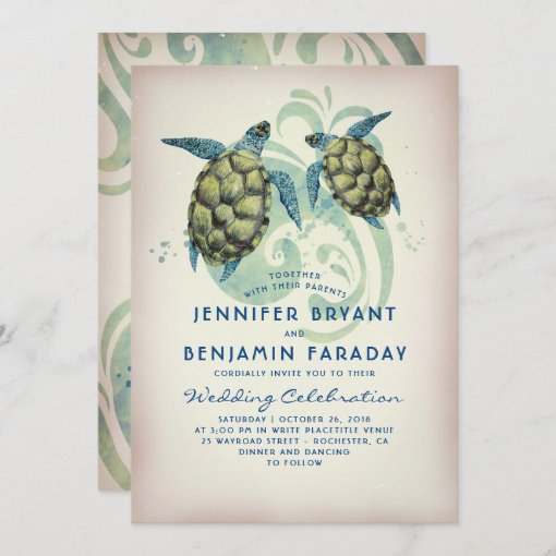 Sea Turtle Tropical Beach Wedding Invitation | Zazzle