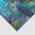 Sea Turtle, Tropical Fish and Coral in Blue Ocean Tissue Paper | Zazzle