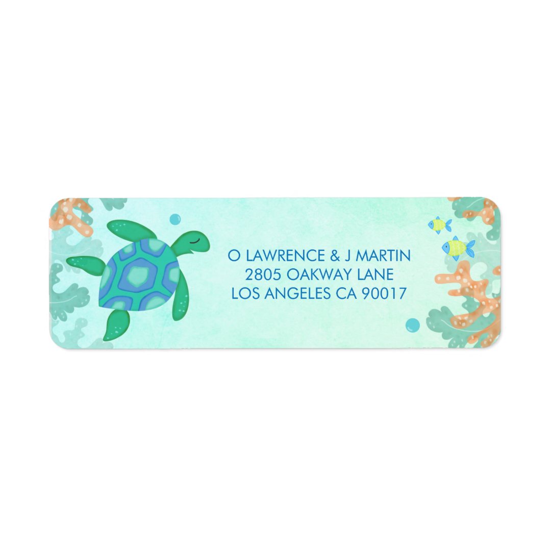 Sea Turtle Under The Sea Address Label | Zazzle